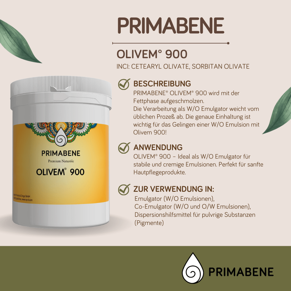 Bene Naturalproducts | PRIMABENE® OLIVEM® 900 – Natürlicher Emulgator auf Olivenölbasis